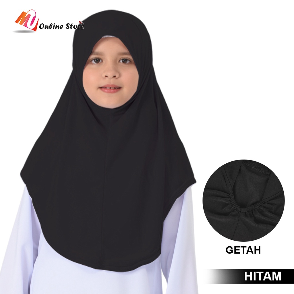 MU TUDUNG SARIMAH GETAH PUTIH DAN HITAM / TUDUNG SEKOLAH SATU LAPIS ...