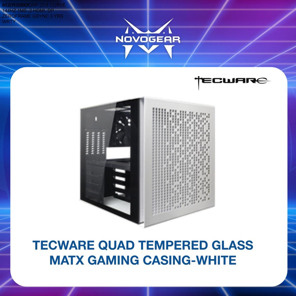 TECWARE QUAD TEMPERED GLASS MATX GAMING CASING-WHITE(TWCA-QUAD-TG-WH ...