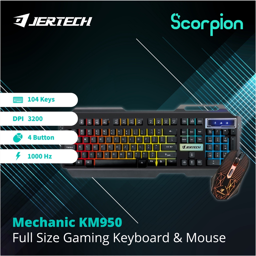 Jertech Mechanic KM950 Full Size Gaming Keyboard & Mouse | Shopee Malaysia