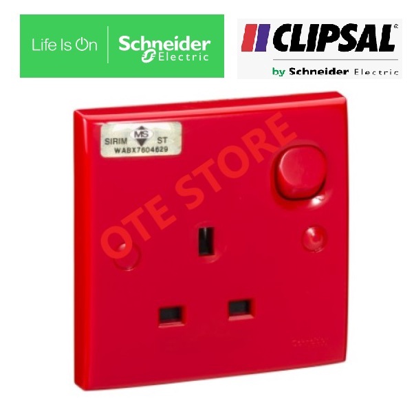 SCHNEIDER S-CLASSIC E15R_RD_G11 13A SWITCH SOCKET (RED) (SIRIM ...