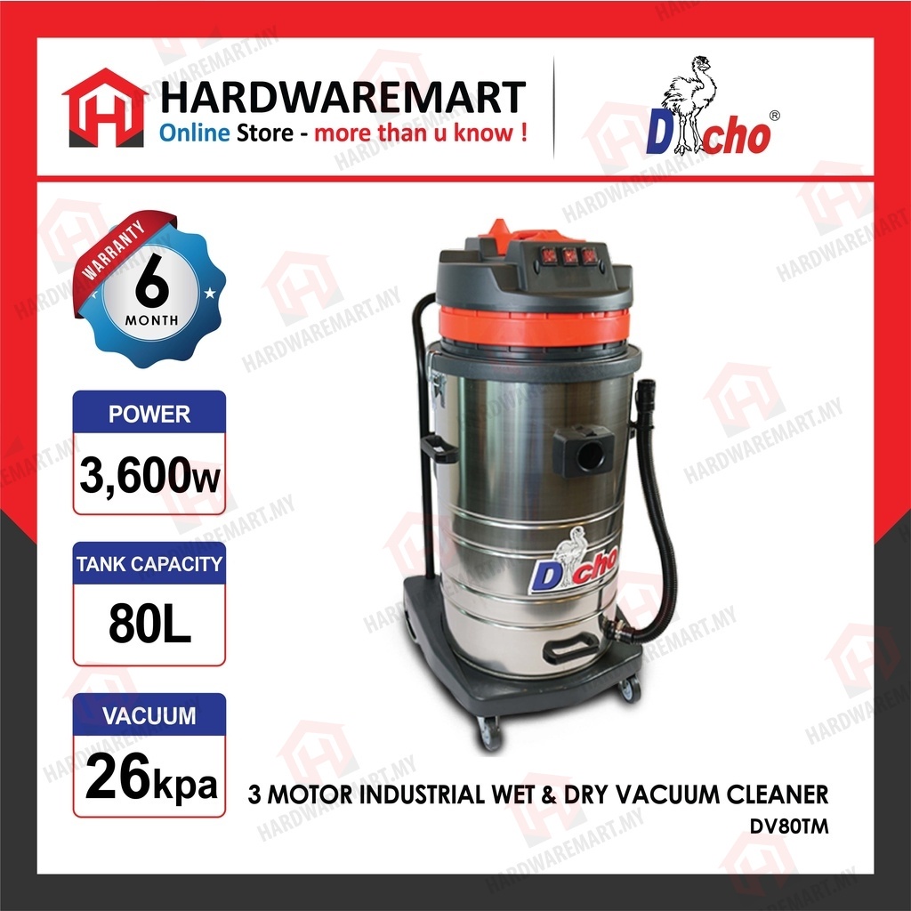 Dacho 80l Stainless Steel Wet And Dry Vacuum Cleaner Industry Heavy