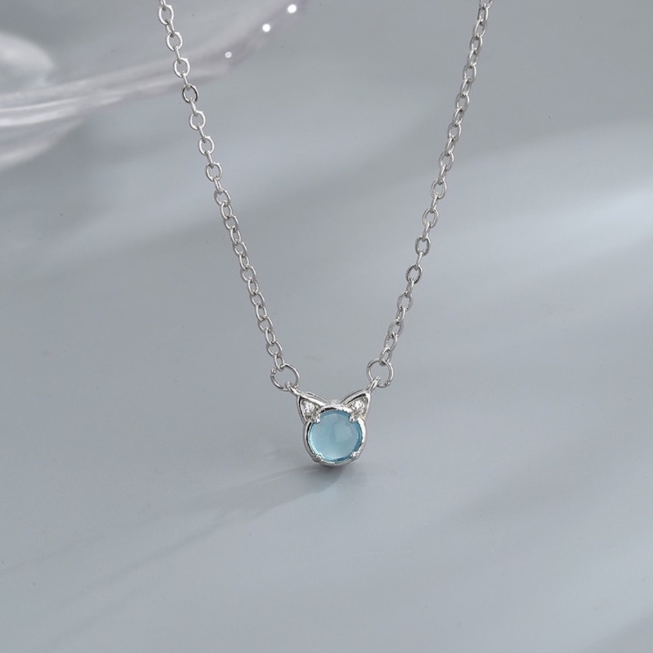 [READY STOCK] Meows' Haven S925 Silver Blue Crystal Cat Necklace ...
