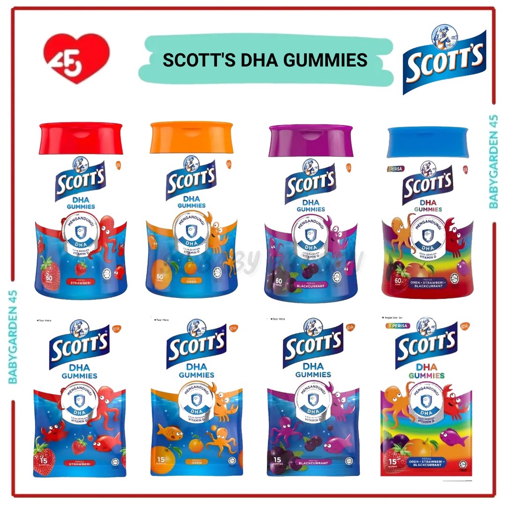 Scott's (DHA / Multivitamin) Gummies Bottle 60's (Orange/ Blackcurrant ...