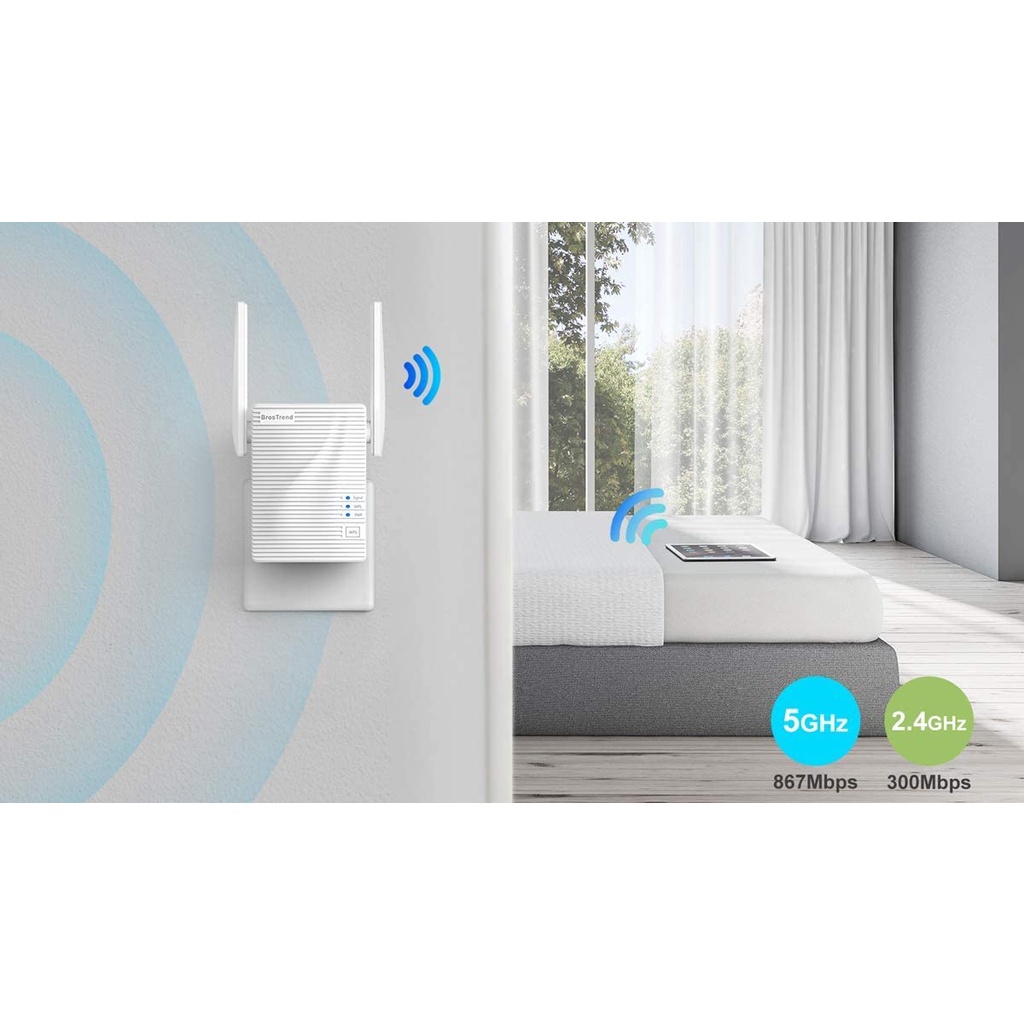 BrosTrend AC1200 WiFi Booster Range Extender, Extend Dual Band WiFi of 5GHz & 2.4GHz, 1200Mbps ...