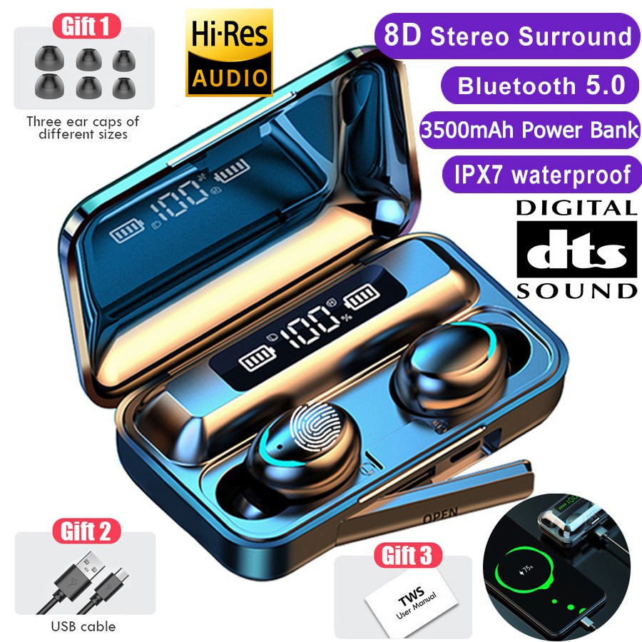 Smart TWS Wireless Earphone Bluetooth 5.0 Earbud Touch In-ear 9D Stereo ...