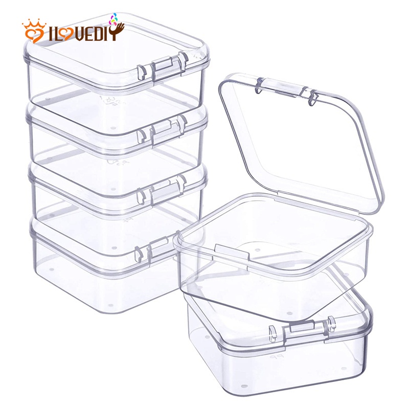 6Pcs Set Mini Plastic Clear Jewelry Box for Jewelry, Small Items, Beads ...