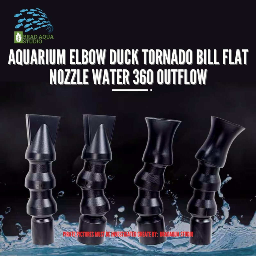 AQUARIUM Elbow Duck Tornado Bill Flat Nozzle Water 360 Outflow Connect ...