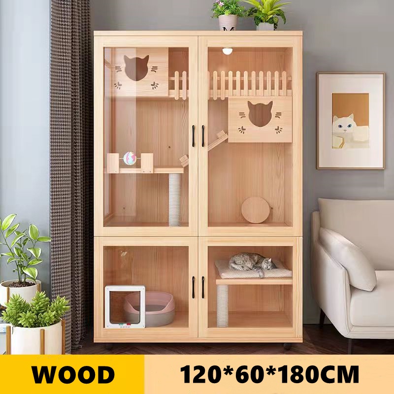 Sangkar Kucing Kayu Rumah Kucing Besar Tidur Cat House Large Solid Wood ...