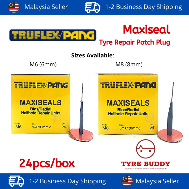 PANG Maxiseal Tyre Repair Patch Plug (24pcs/box); Plug Stem with Patch ...