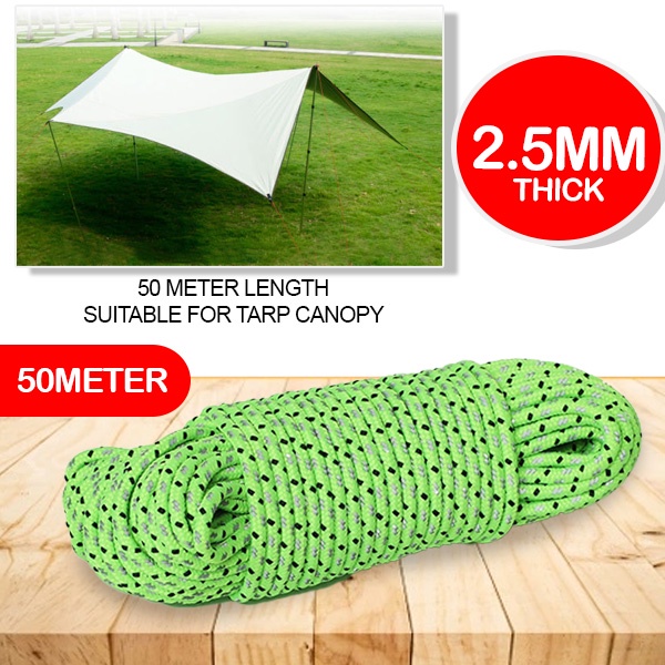 10m/20m/50m Reflective Guyline Outdoor Camping Tent Rope Cord 2.5mm ...