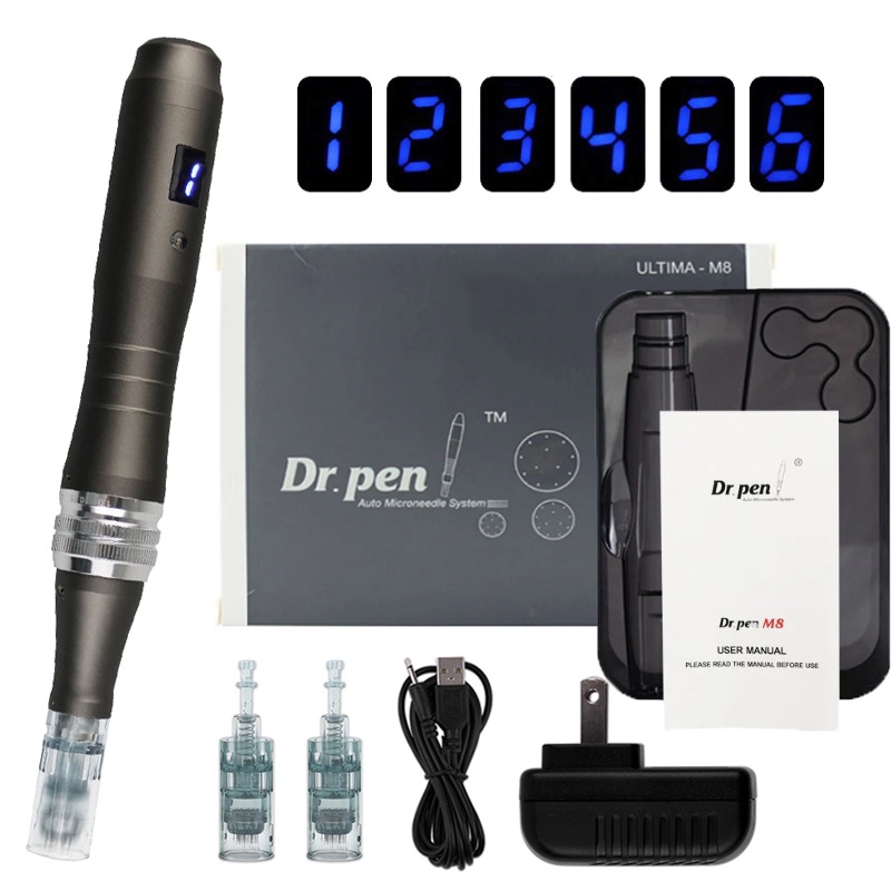 Professional Dr pen M8 With Cartridges Derma Pen Skin Care Kit Acne ...