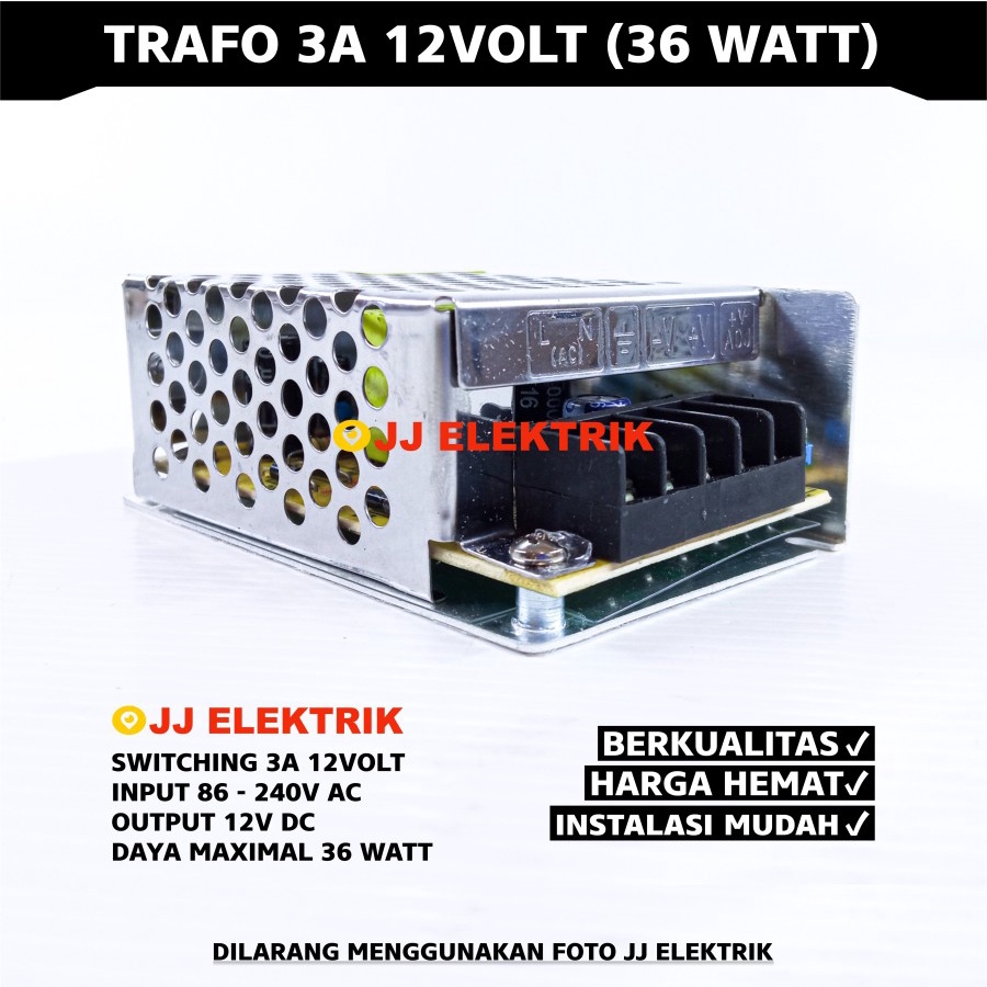 Quality 12V 3A Power Supply 36 Watt LED Strip CCTV Transformer | Shopee ...