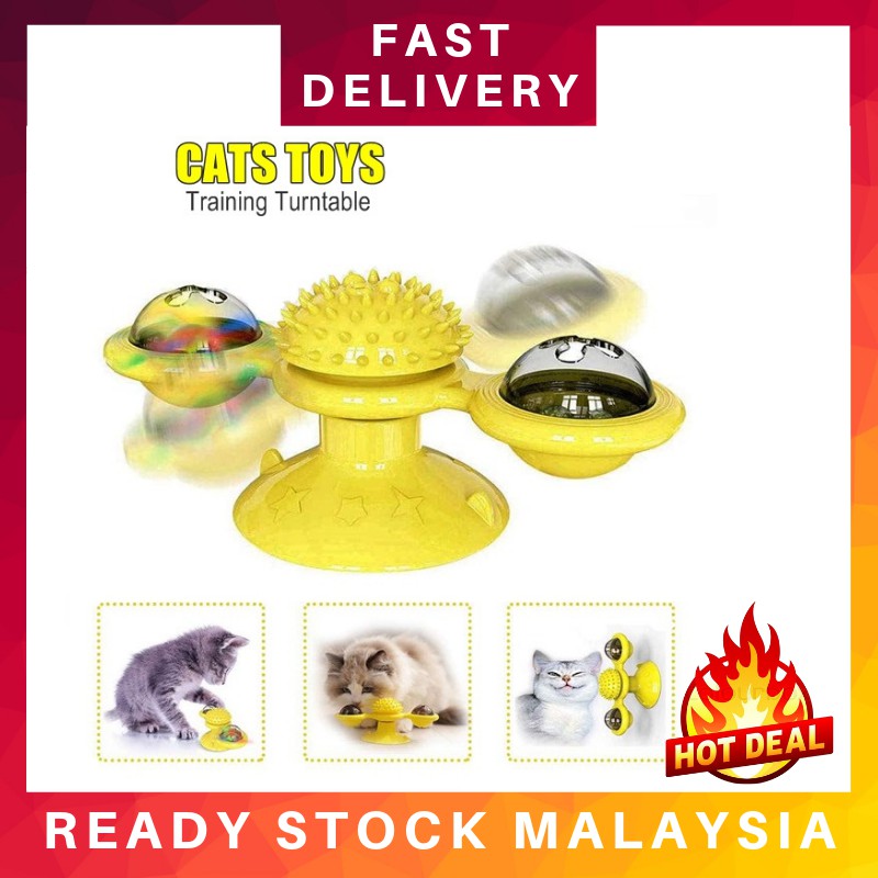 🔥 𝐑𝐄𝐀𝐃𝐘 𝐒𝐓𝐎𝐂𝐊 🔥Pet Cats Toys Training Turntable Supplies Windmill Ball ...