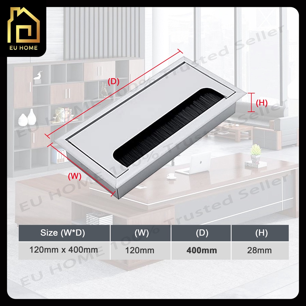 Eu Home Aluminum Alloy 120MM Rectangle Wire Cable Grommet Hole Cover ...