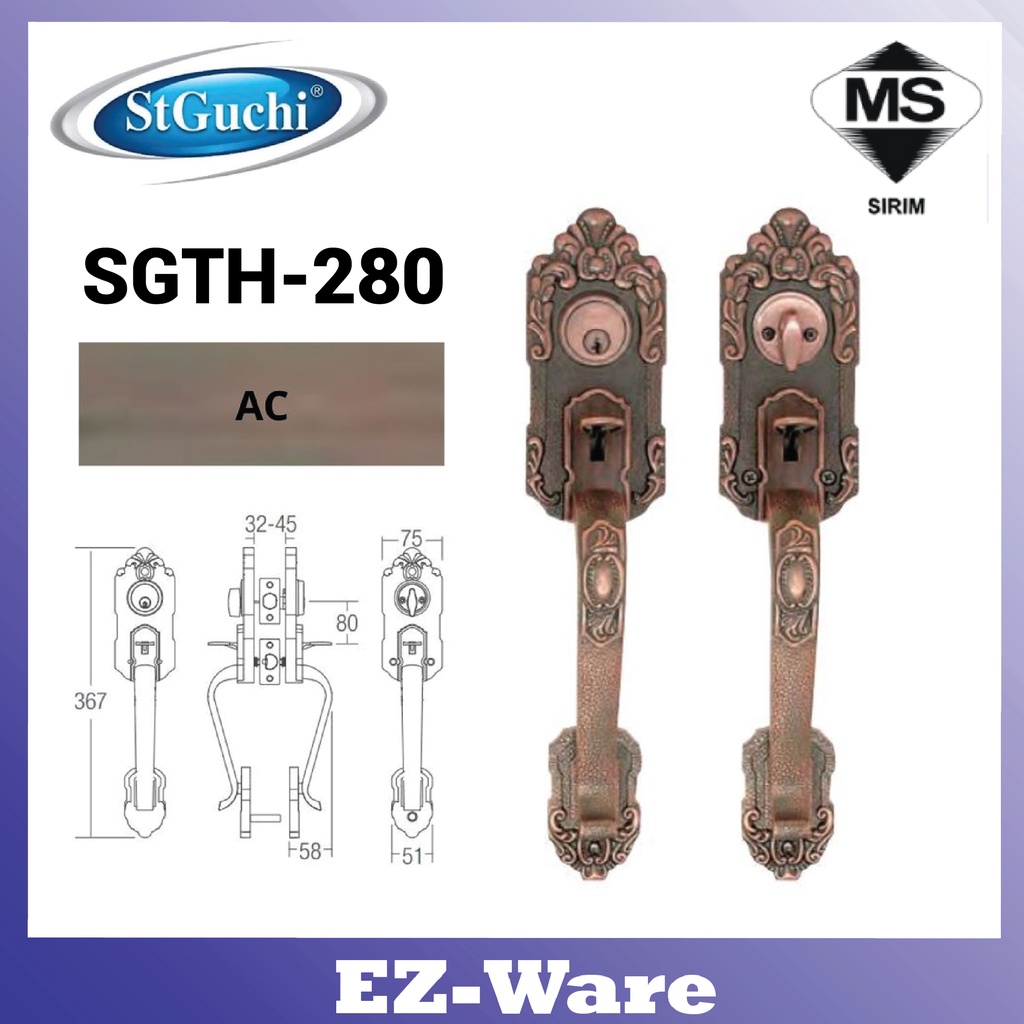 St Guchi SGTH-280 Heavy Duty Entrance Handle Gripset Lock | Shopee Malaysia