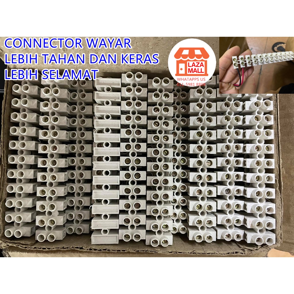 【12Pcs 10A WHITE SOLID】Connector Wire Pvc Terminal Block Voltage wayar ...