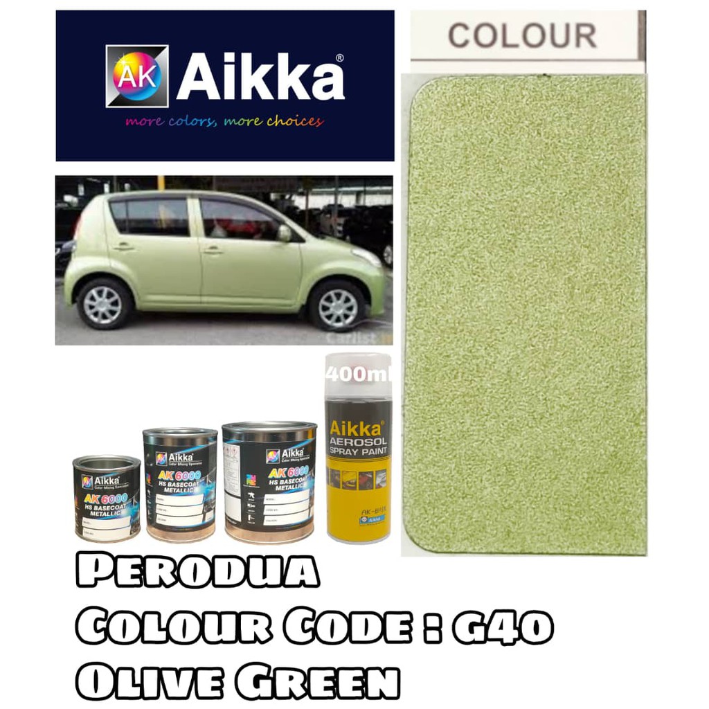 Perodua G40 OLIVE GREEN Aikka Cat Kereta 2k bancuh/ DIY Touch Up Spray ...