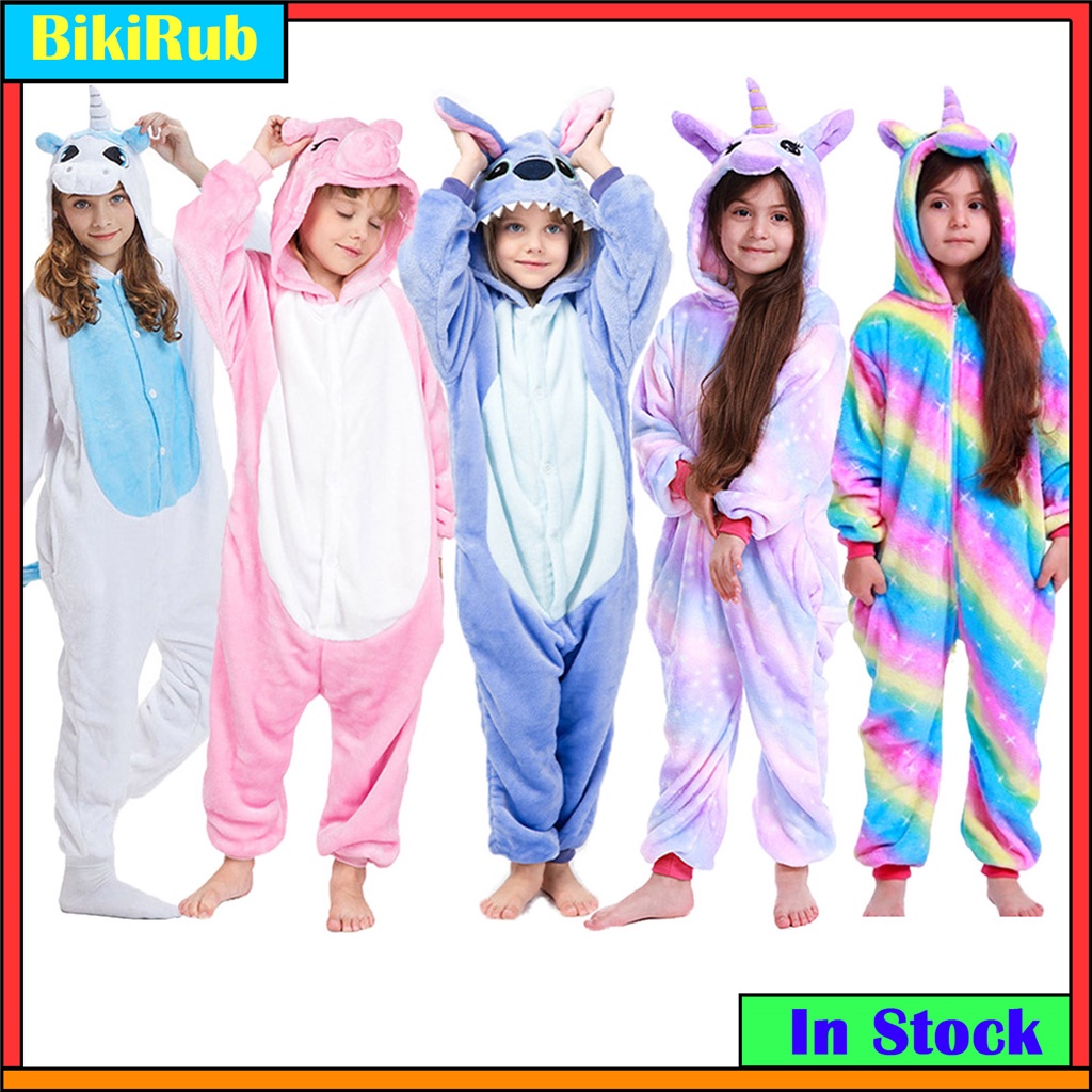 Pikachu Stitch Onesies Kigurumi for Kids Pajamas Baby Girls Boys ...