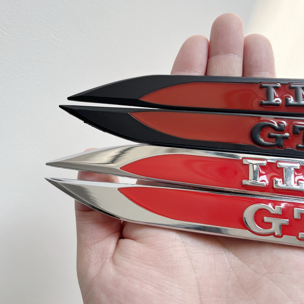1 Pair 3D GTI Chromed Black Red Emblem Badge Decal Sticker Logo Fender ...