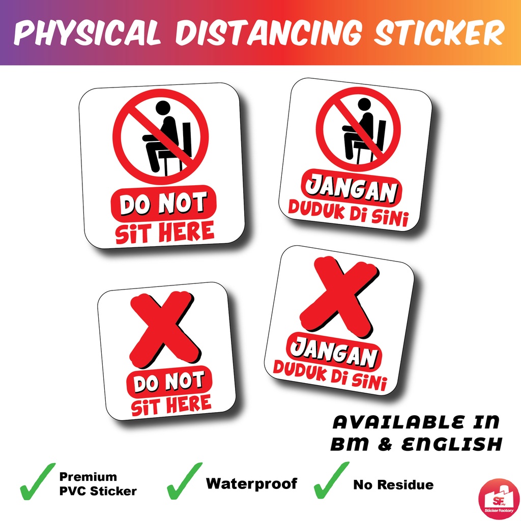 TABLE SEAT PHYSICAL DISTANCING SOP STICKER / SOCIAL DISTANCE STICKER ...