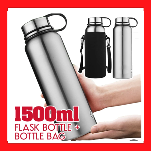 1500ml Stainless Steel Vacuum Flask Container Outdoor Drinking Bottle ...
