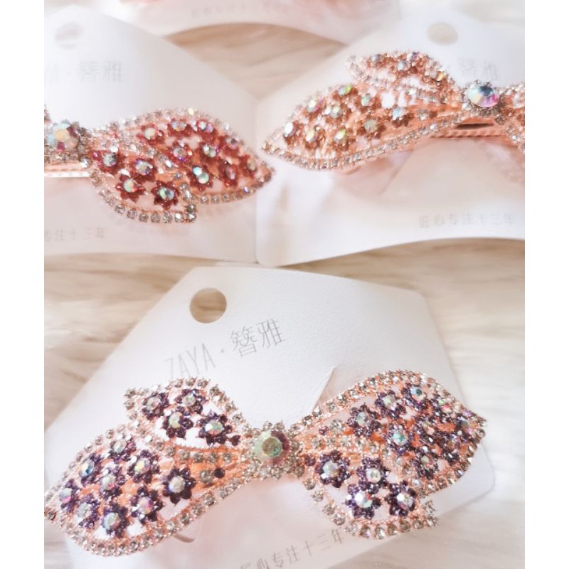 Women rhinestone crystal ribbon bowknot korean style elegent good ...