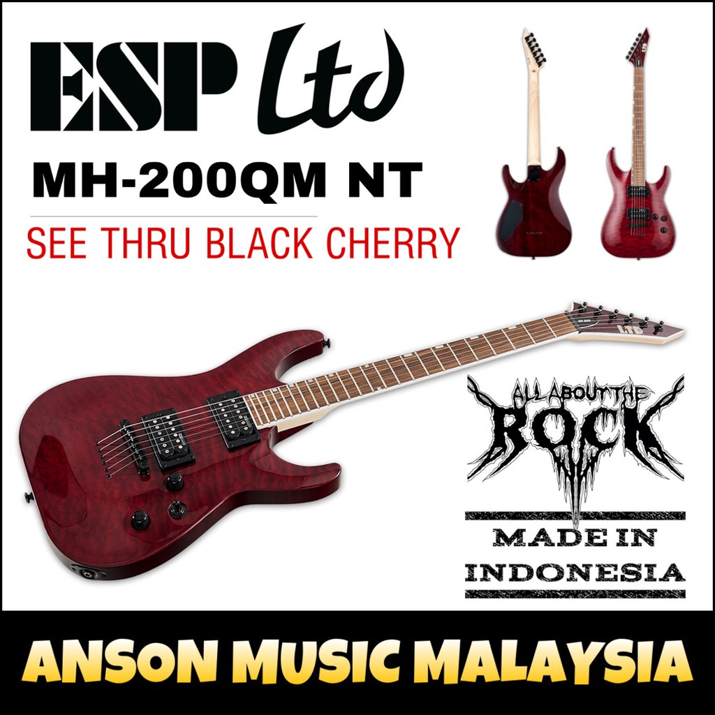 ESP LTD MH-200QM NT Electric Guitar, See Thru Black Cherry (MH200QMNT / MH200QMNTSTBC) | Shopee ...