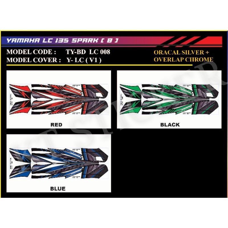 LC135 V1 SPARK (8) #ORACAL SILVER +CHROME OVERLAP# BODY STICKER ...