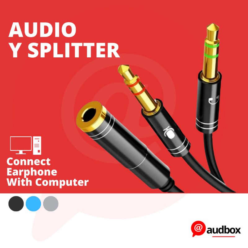 𝗔𝗨𝗗𝗕𝗢𝗫 𝗔𝗨𝗗𝗜𝗢 𝗦𝗣𝗟𝗜𝗧𝗧𝗘𝗥 Headphone Cable Female to 2 Male 3.5mm Jack Y ...