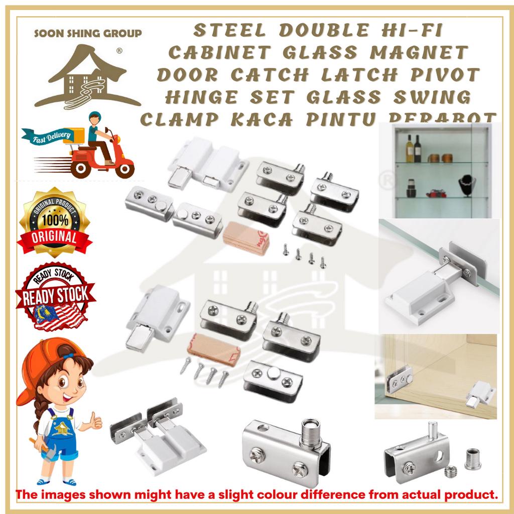 Steel Double Hi-Fi Cabinet Glass Magnet Door Catch Latch Pivot Hinge ...