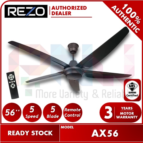 Rezo AX56 56'' Inch | 5 Speed | 5 Blade AC Motor Ceiling Fan with ...