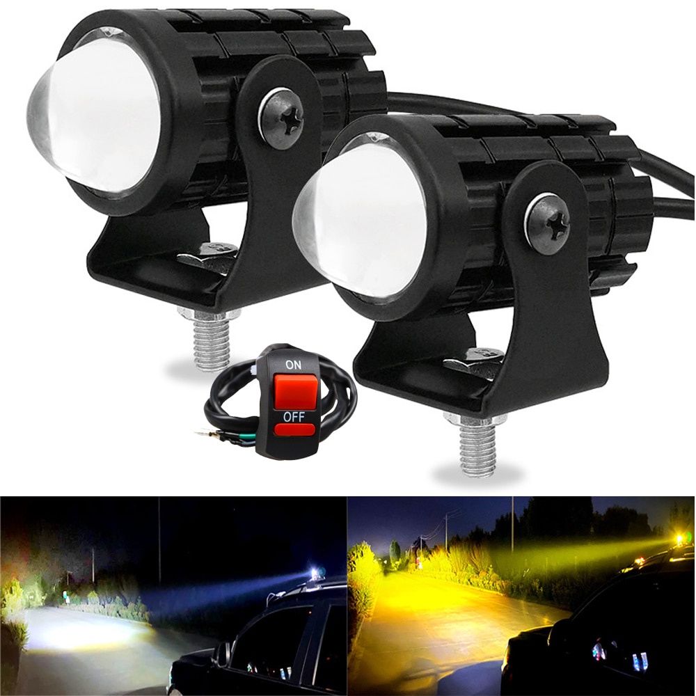 2pcs Motorcycle LED Headlight with switchSpotlights Auxiliary Lightings ...
