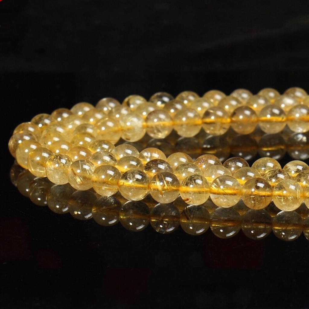 Natural Healing Crystal Stone Beads Loose Round Beads Golden Gold ...