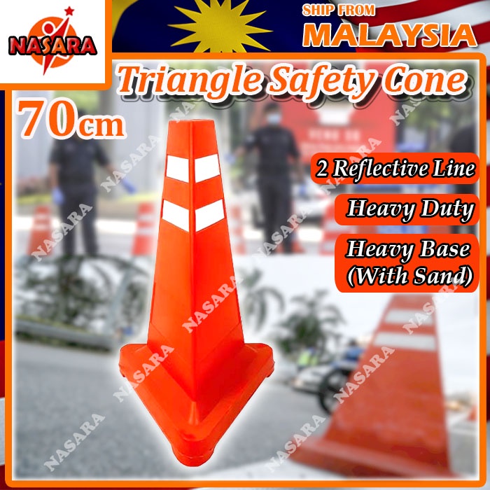 NASARA 70CM PORTABLE REFLECTIVE TRIANGLE SAFETY CONE TRAFFIC PARKING ...