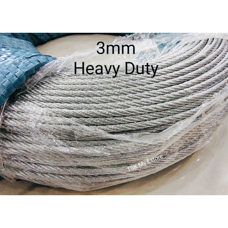 3mm x 150Metres Heavy Duty Galvanized Wire Rope 6x7 +Fibre Core ...