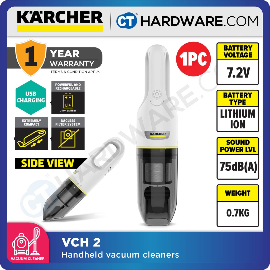 KARCHER VCH 2 CORDLESS HANDHELD VACUUM CLEANER 70W | 7.2V | 5KPA | 76DBA [VCH2] | Shopee Malaysia