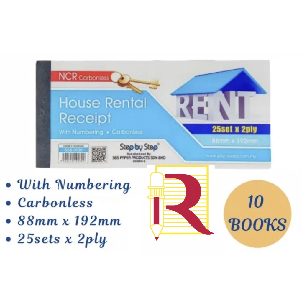 Step by Step NCR House Rental Receipt Book (25 set x 2 ply) SBS 0030 ...