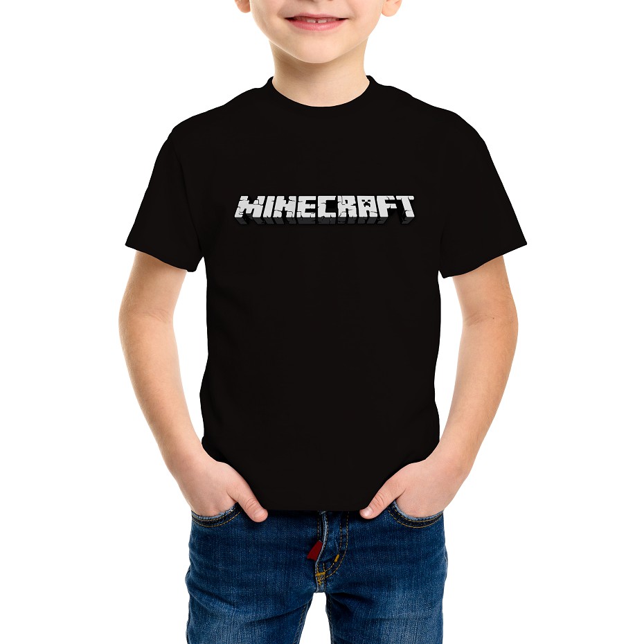Minecraft kids tshirt gaming kids shirt baju budak minecraft White Logo ...