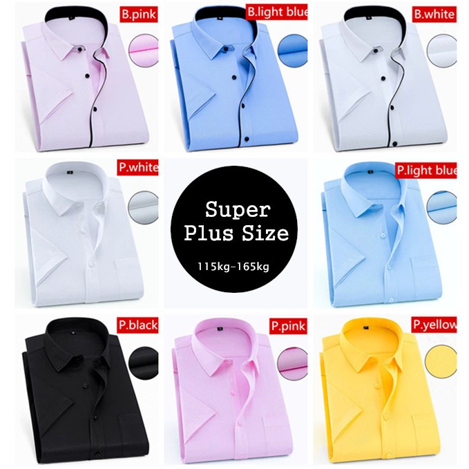 (FIT 110KG-165KG)Super Plus Size Men's Short Sleeve Business Formal ...
