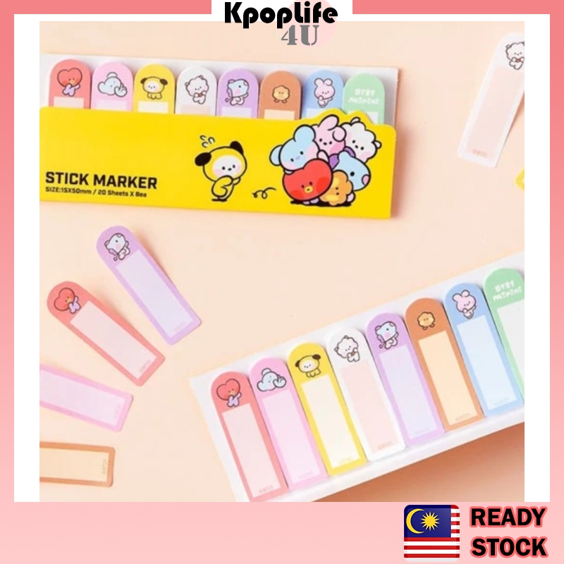 🎀 Cute BT 21 🎀 Sticky Note Bookmark Journal Bujo Planner Diary Sticker ...