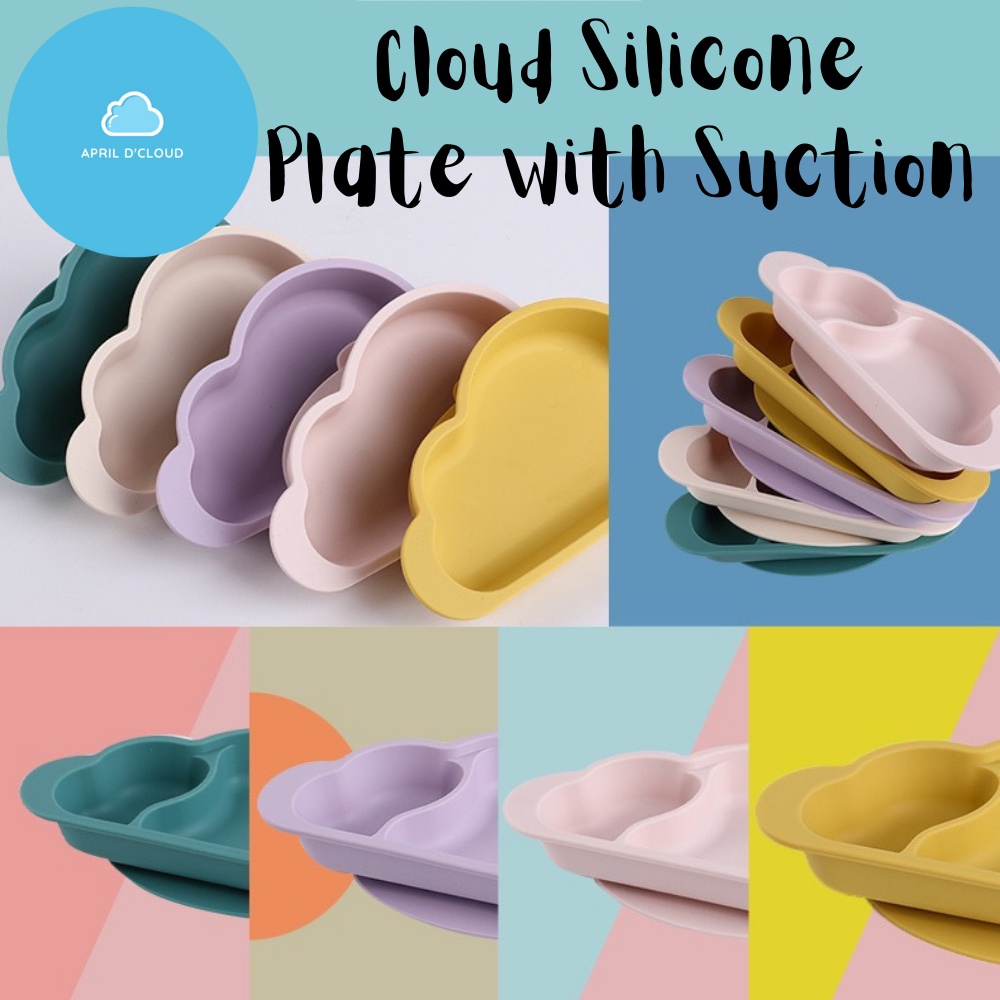 Cloud Design Silicone Plate with Strong Suction Bottom Anti Slip ...
