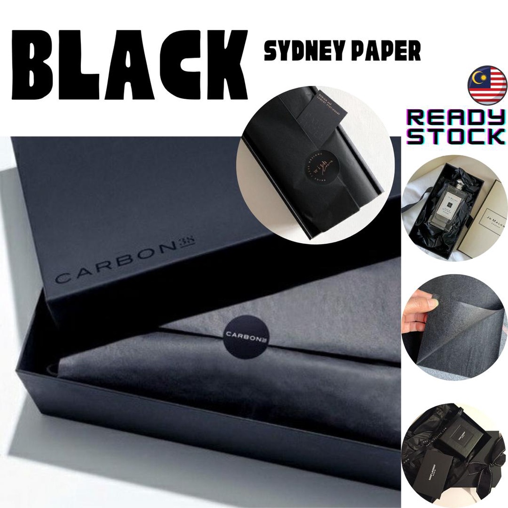 Black Sydney Wrapping Paper (10/50/100pcs) Pembalut Hadiah Gift ...