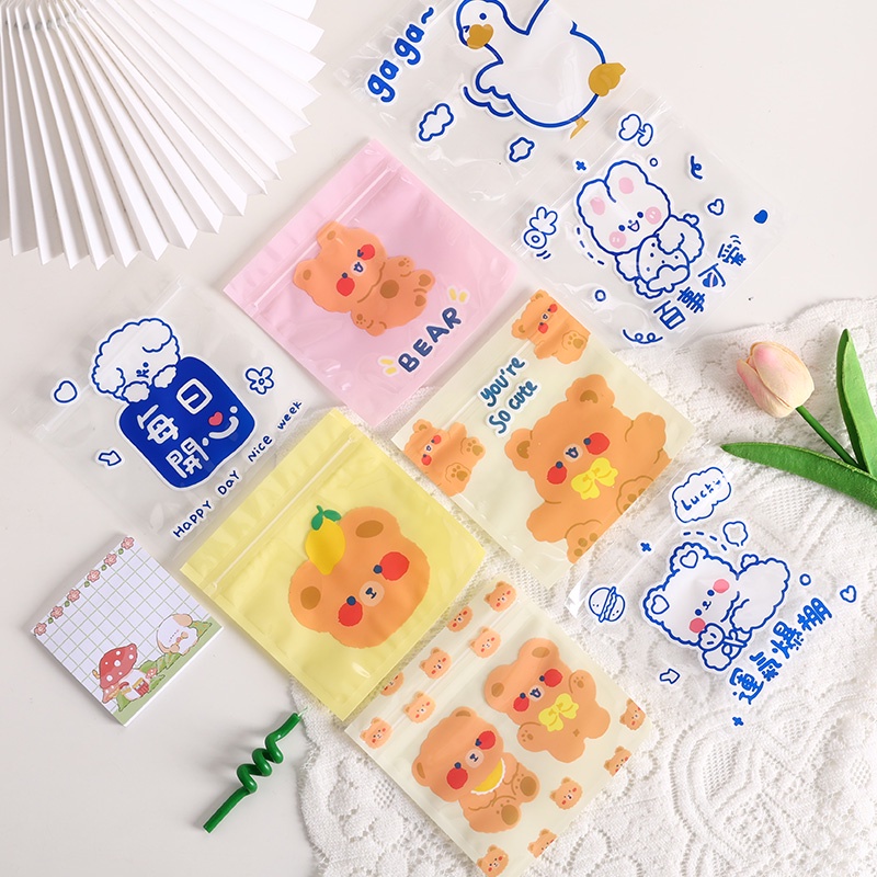 10 Sheets Mini Cartoon Cookie Bag Waterproof Transparent PET Food ...