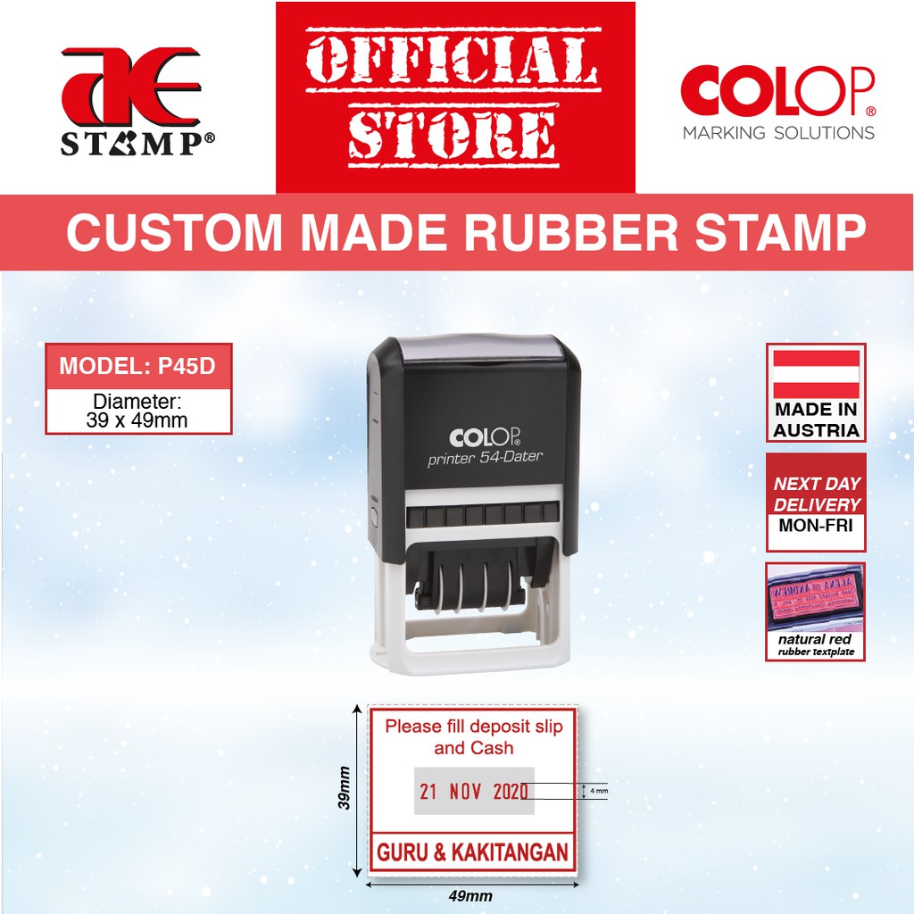 Cop Tarikh Segi Empat COLOP | Cop Berdakwat | Cop Tarikh | Cop Getah ...