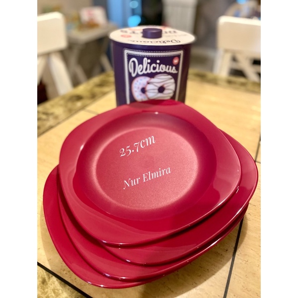 tupperware plate blossom(1 set 4 pcs)( colour burgandy) | Shopee Malaysia