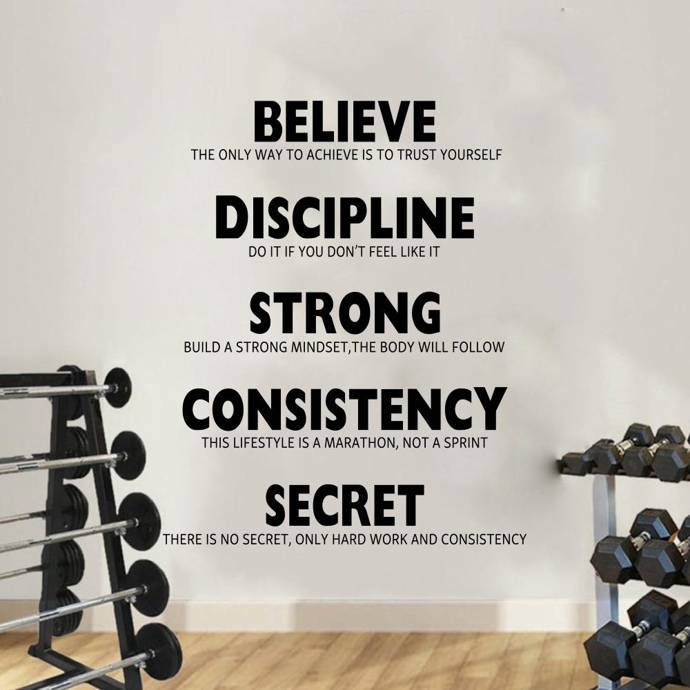 Motivational Gym Values Wall Sticker Fitness Bodybuilding Believe ...