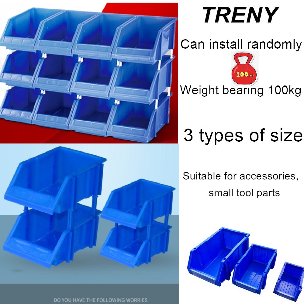 TRENY Stackable Tool Parts Container Box Bekas Kotak Penganjur ...