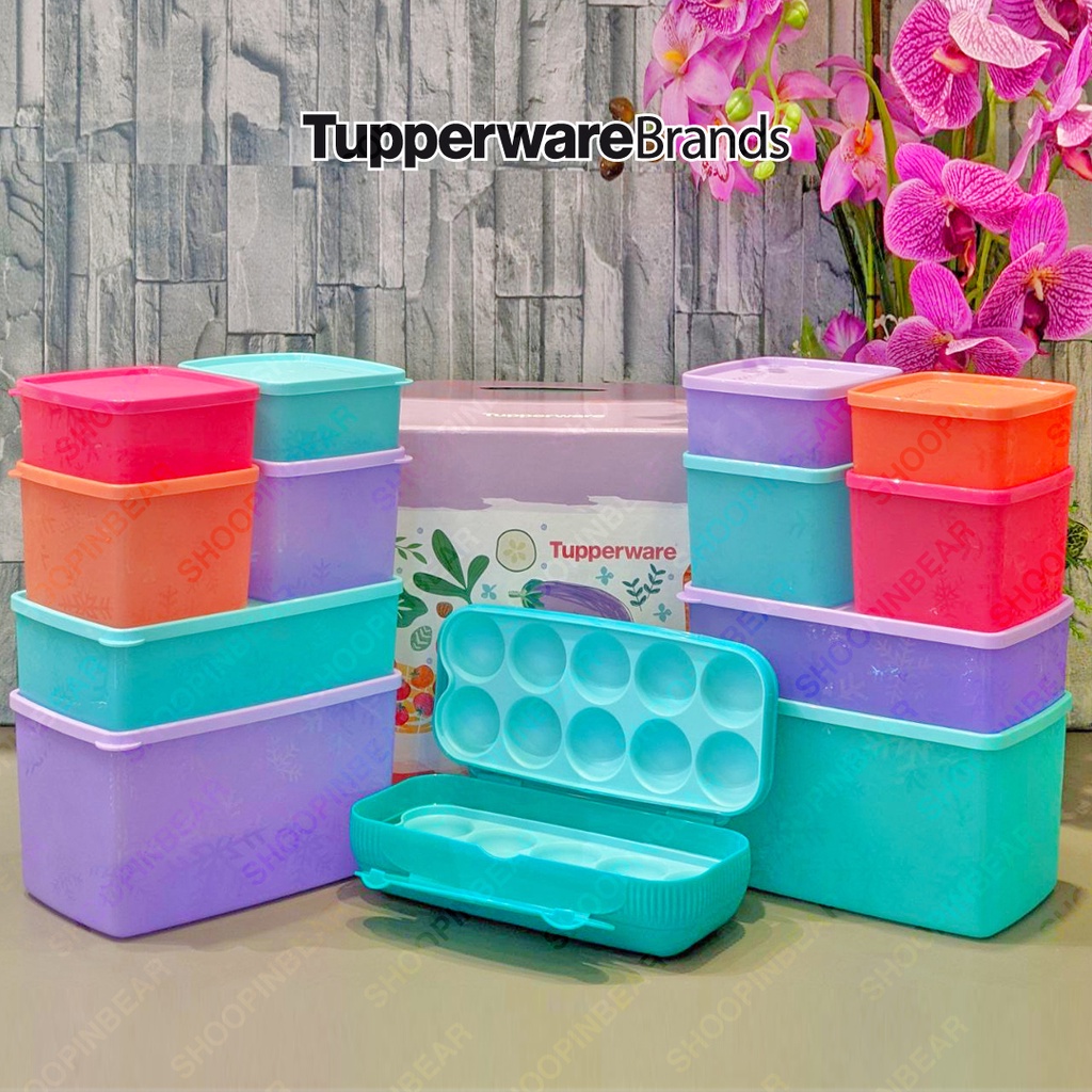 🔥IDEAL GIFTSET🔥 Tupperware Snowflake Square Round Set Purple Orange ...