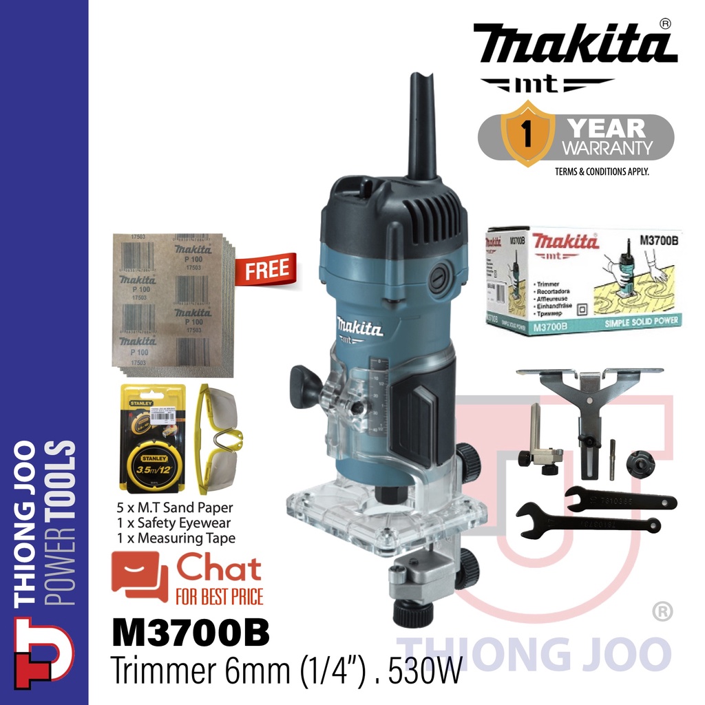 Makita M3700B Trimmer / Mini Router 6mm (1/4") | Shopee Malaysia
