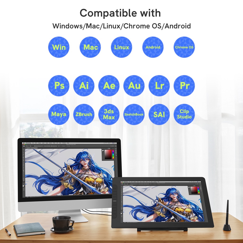 VEIKK Studio VK2200 Pro Drawing Pen Display Graphic Monitor IPS Monitor ...